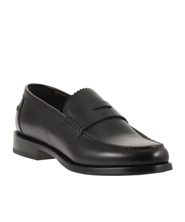 DOUCAL'S Raised Welt Penny Loafers - Black