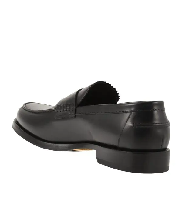 DOUCAL'S Raised Welt Penny Loafers - Black