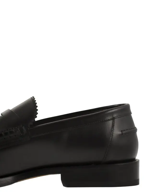 DOUCAL'S Raised Welt Penny Loafers - Black