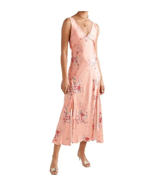 LoveShackFancy Kendall Ruffled Floral-print Silk-satin Maxi Dress