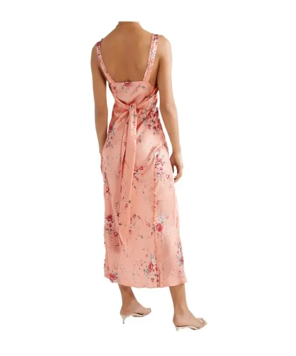 LoveShackFancy Kendall Ruffled Floral-print Silk-satin Maxi Dress