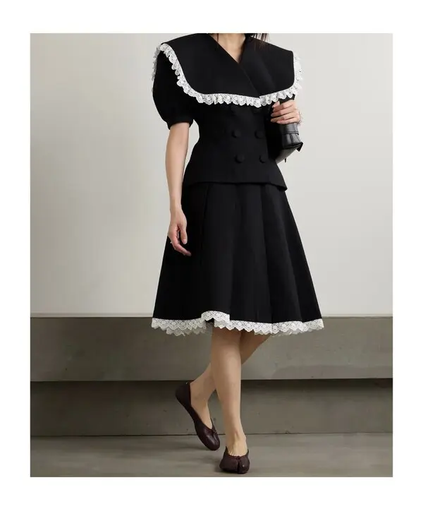 SHUSHU/TONG Lace-trimmed Midi Skirt