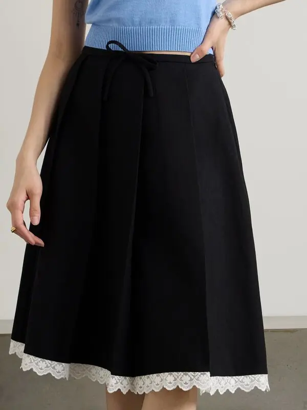 SHUSHU/TONG Lace-trimmed Midi Skirt