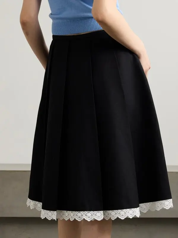 SHUSHU/TONG Lace-trimmed Midi Skirt