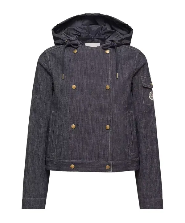 Moncler Diervilla Hooded Double-breasted Denim Jacket