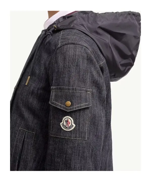 Moncler Diervilla Hooded Double-breasted Denim Jacket