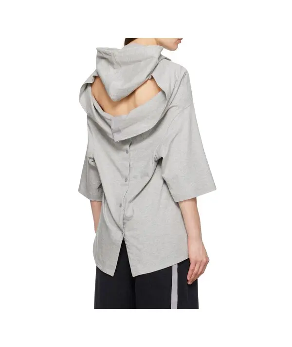 PUSHBUTTON Short Sleeve Hoodie With Open Back Detail
