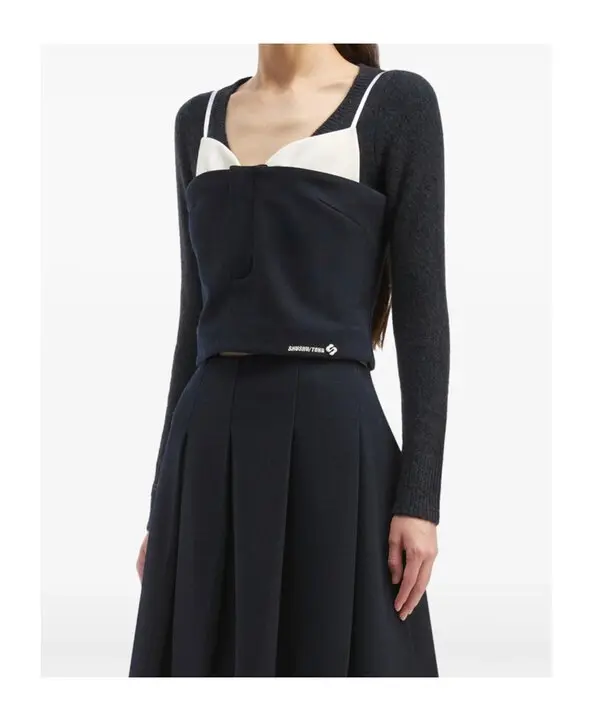 SHUSHU/TONG Sleeveless Knit Top With Bow Detail