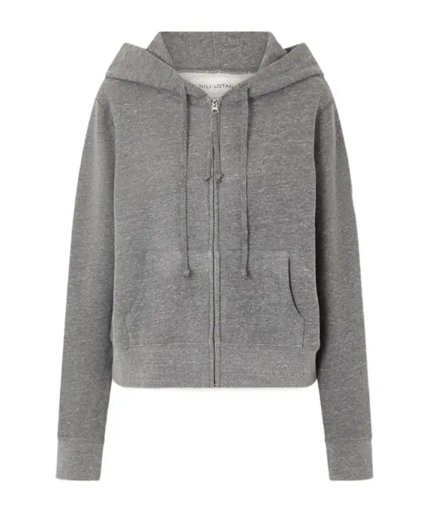 NILI LOTAN Callie Hooded Zip-up Jersey Sweater - Gray
