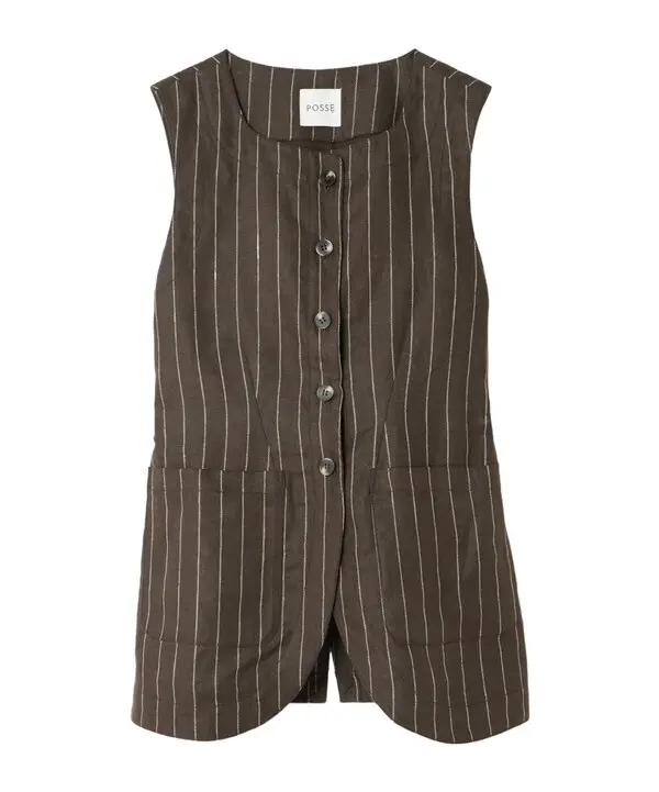 Posse Single-breasted Vest - Dark Brown