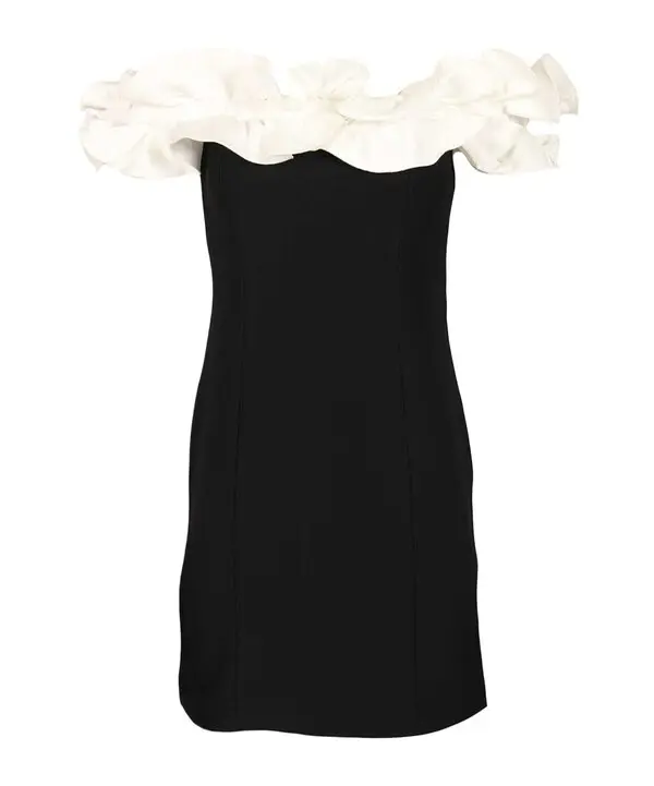 ROTATE BY BIRGER CHRISTENSEN Off-the-shoulder Ruffle Mini Dress - Black