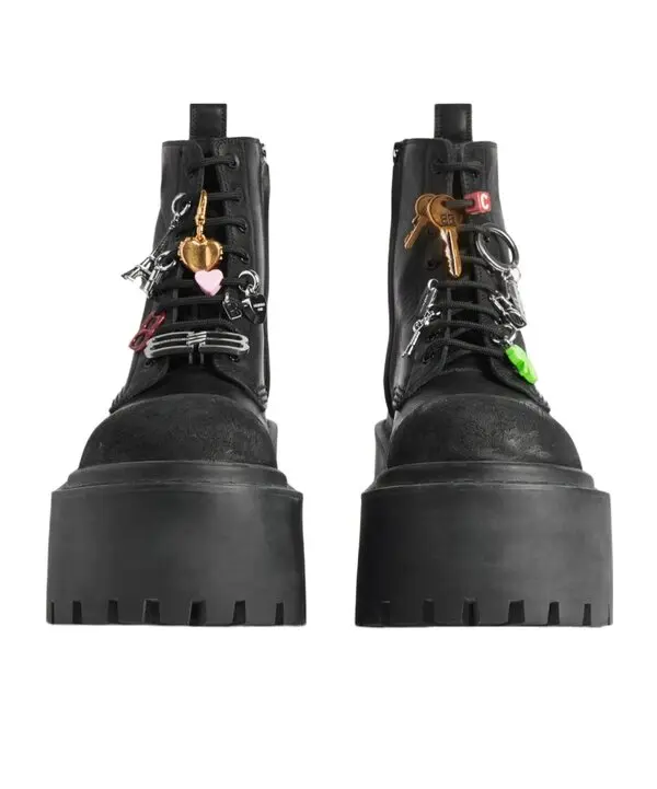 Balenciaga Strike Charm Platform Boots - Black