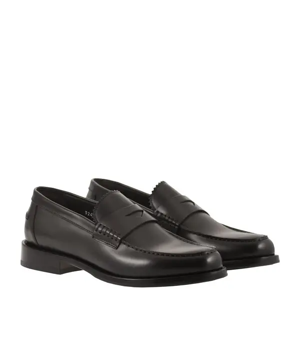 DOUCAL'S Raised Stitch Moccasin Loafers - Brwon