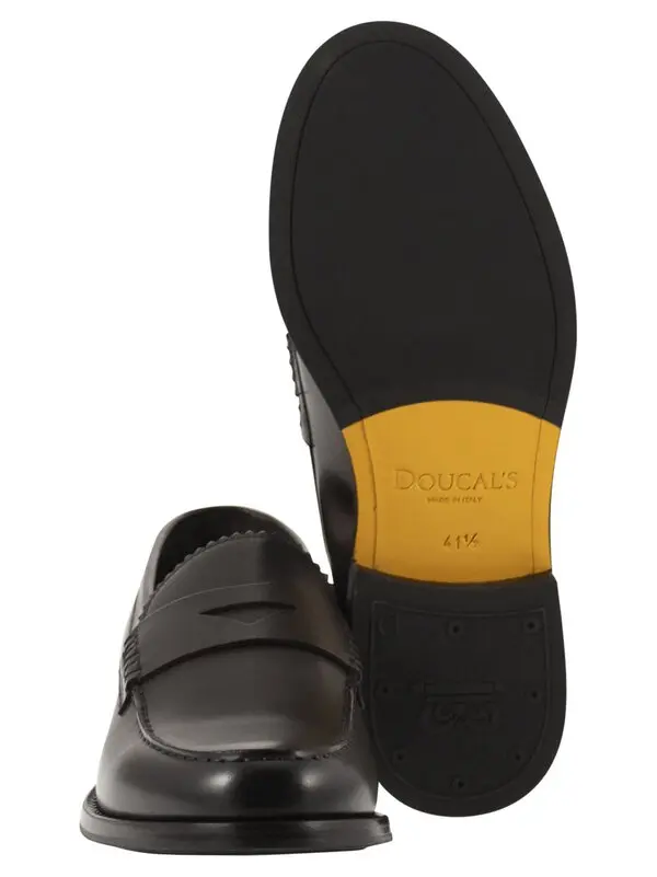 DOUCAL'S Raised Stitch Moccasin Loafers - Brwon