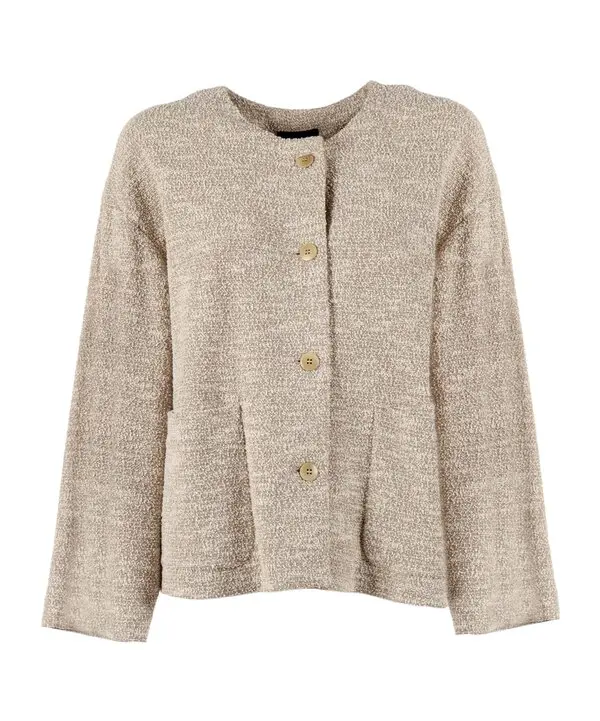 Emporio Armani Textured Buttoned Blazer - Beige