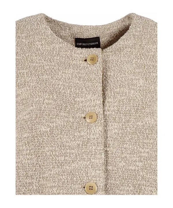 Emporio Armani Textured Buttoned Blazer - Beige