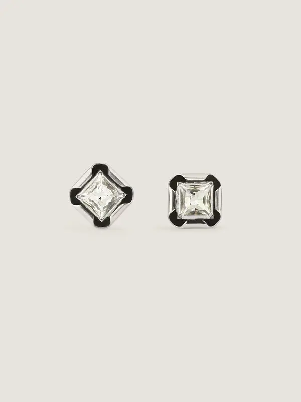 Givenchy Crystal Stud Earrings - Ancient Silver