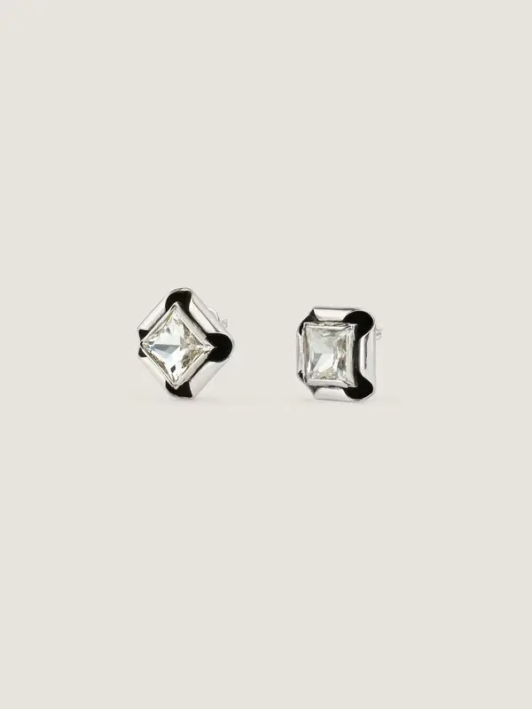 Givenchy Crystal Stud Earrings - Ancient Silver