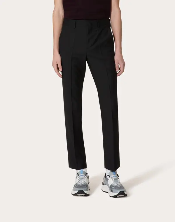 Valentino Garavani Pleated Straight Leg Trousers - Black
