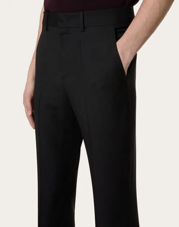Valentino Garavani Pleated Straight Leg Trousers - Black