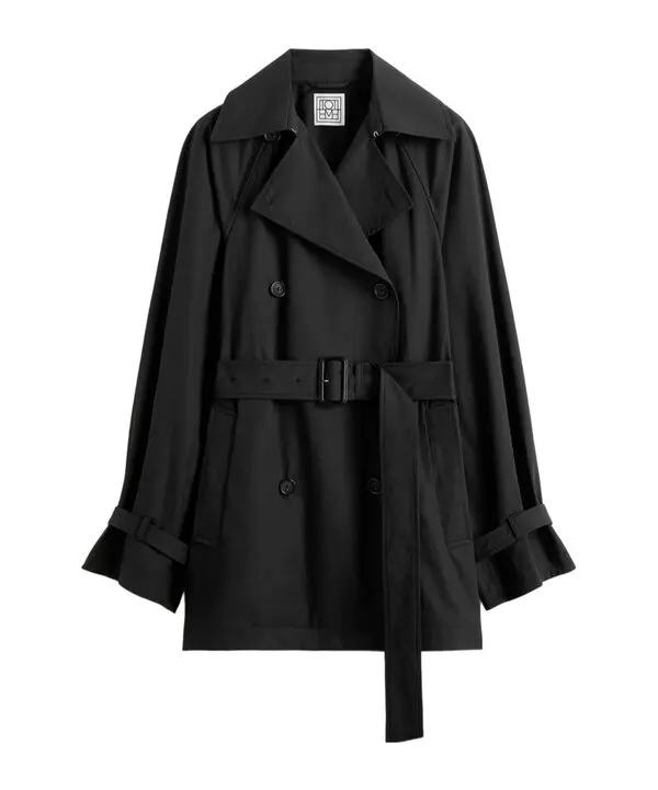 TOTEME Double-breasted Belted Trench Coat - Washedblack