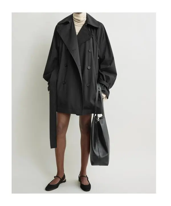 TOTEME Double-breasted Belted Trench Coat - Washedblack