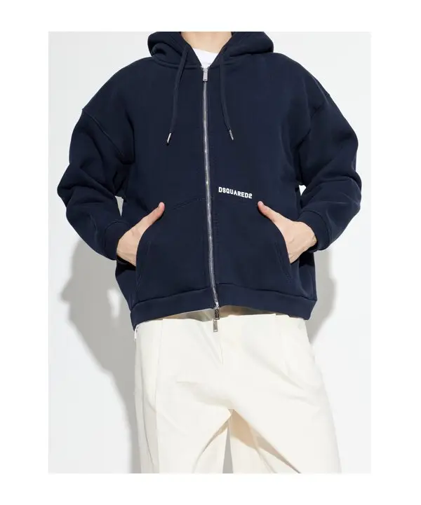 Dsquared2 Logo Detailed Zip Hoodie - Black