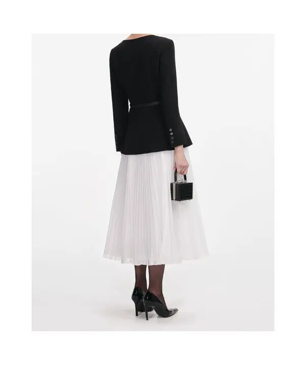 SELF-PORTRAIT Pleated Panel Bow Detail Midi Dress