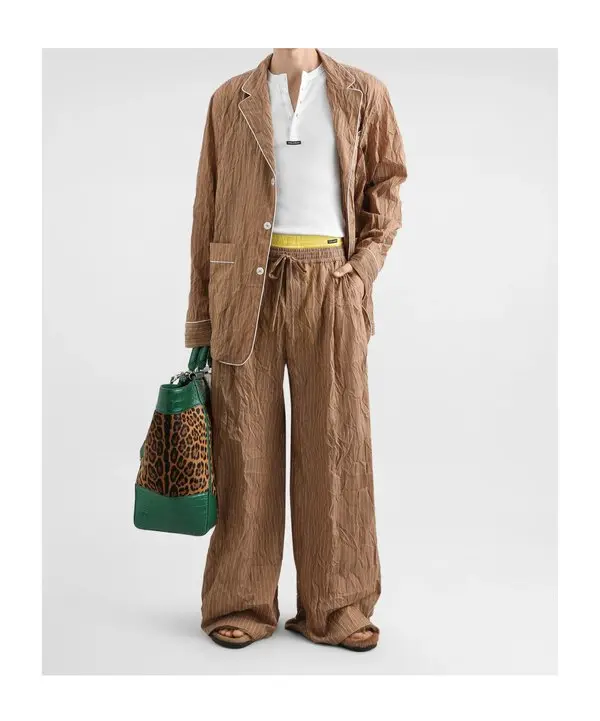 Dolce & Gabbana Dolce Gabbana Crinkled Striped Shirt-style Vanity Robe