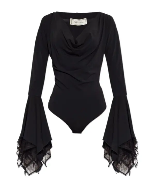 Blumarine Draped Lace-cuff Bodysuit - No