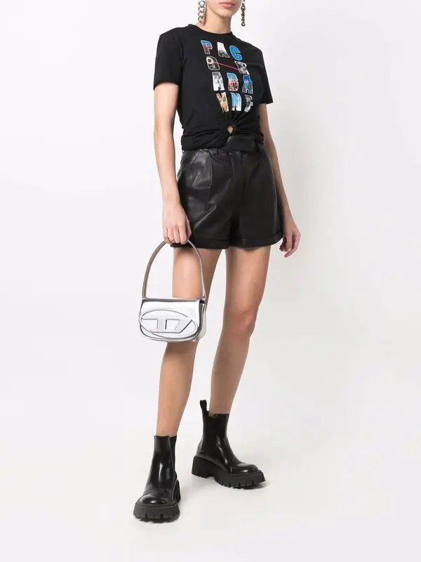 DIESEL® 1dr Logo Plaque Shoulder Bag - White