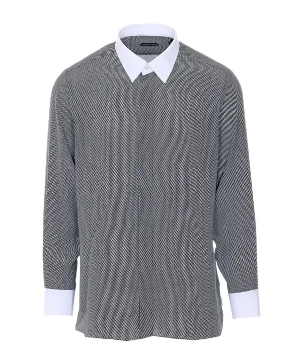 TOM FORD Long-sleeved Curved Hem Shirt - Gray