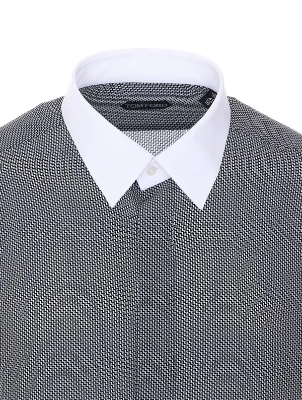 TOM FORD Long-sleeved Curved Hem Shirt - Gray