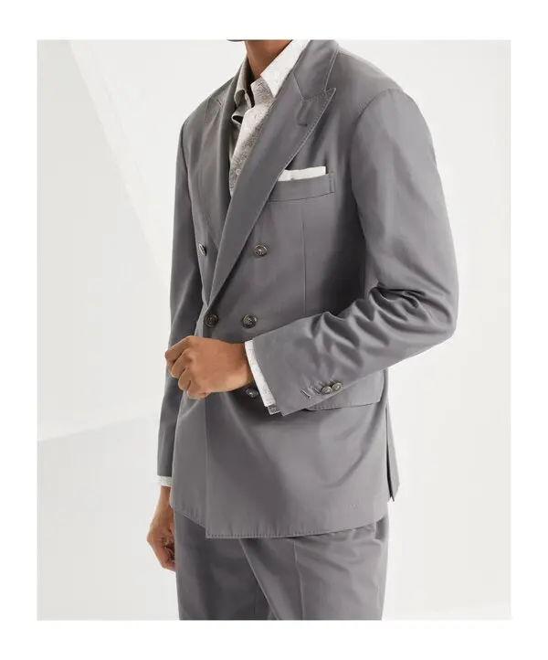 Brunello Cucinelli Gabardine Cotton-cashmere Blazer - Grey