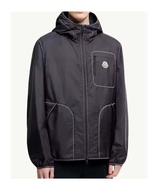 Moncler Terche Hooded Windbreaker With Logo Patch