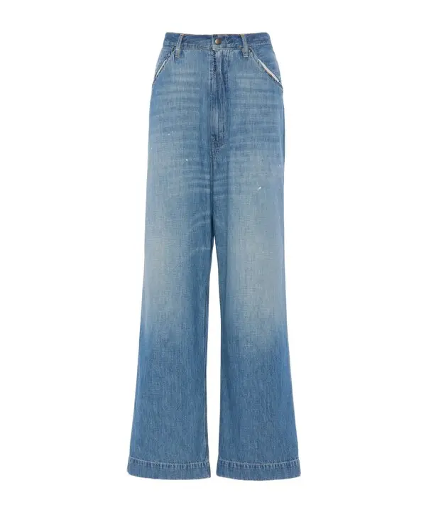 MAISON MARGIELA Patchwork Detail Wide Leg Jeans