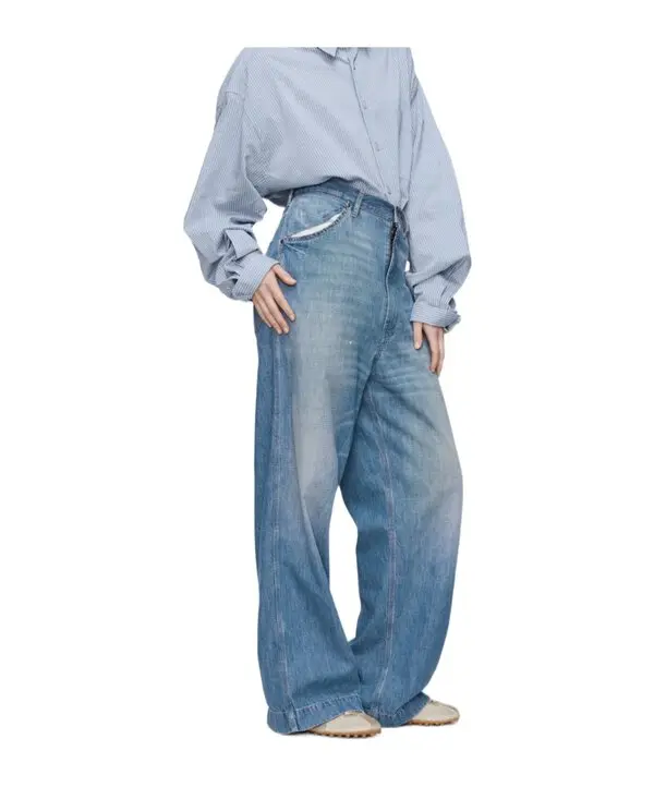 MAISON MARGIELA Patchwork Detail Wide Leg Jeans