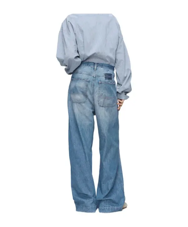 MAISON MARGIELA Patchwork Detail Wide Leg Jeans
