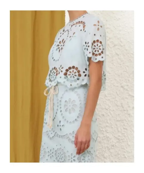 Zimmermann Short Sleeve Embroidered Bodice