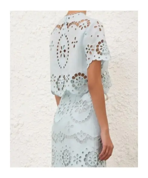 Zimmermann Short Sleeve Embroidered Bodice