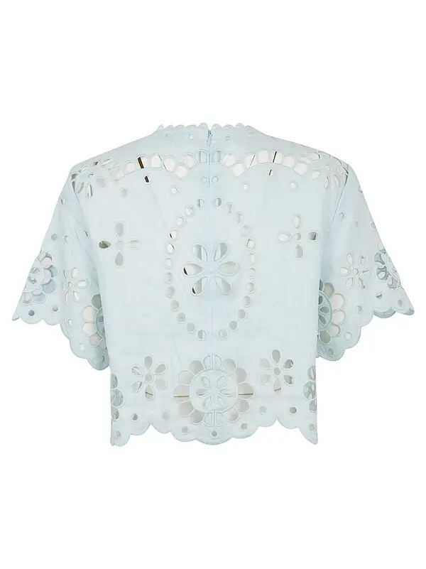Zimmermann Short Sleeve Embroidered Bodice