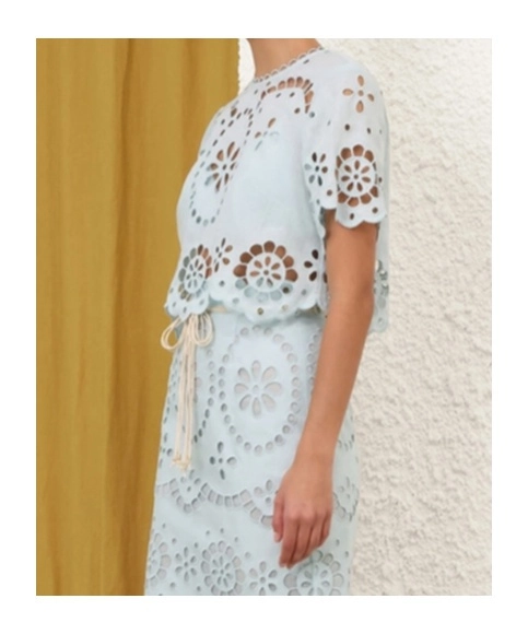 Zimmermann Short Sleeve Embroidered Bodice
