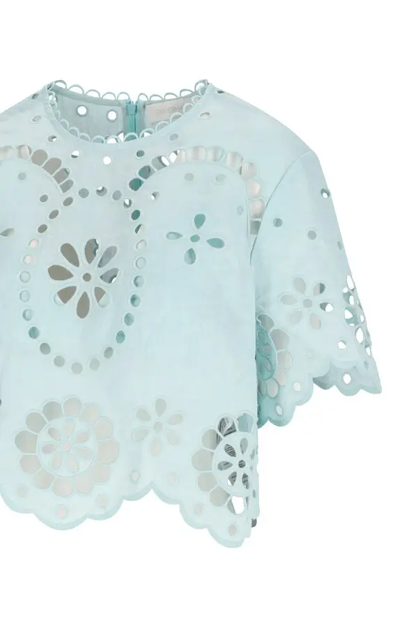 Zimmermann Short Sleeve Embroidered Bodice