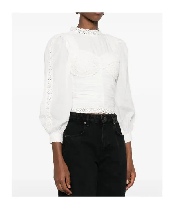 Farm Rio Crochet Laced Long-sleeved Top
