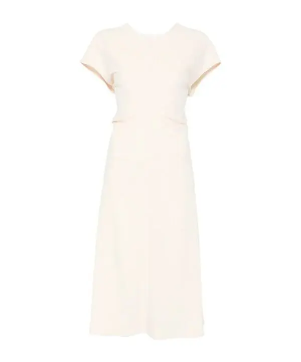 Patrizia Pepe Round-neck Midi Dress - Warm Ivory