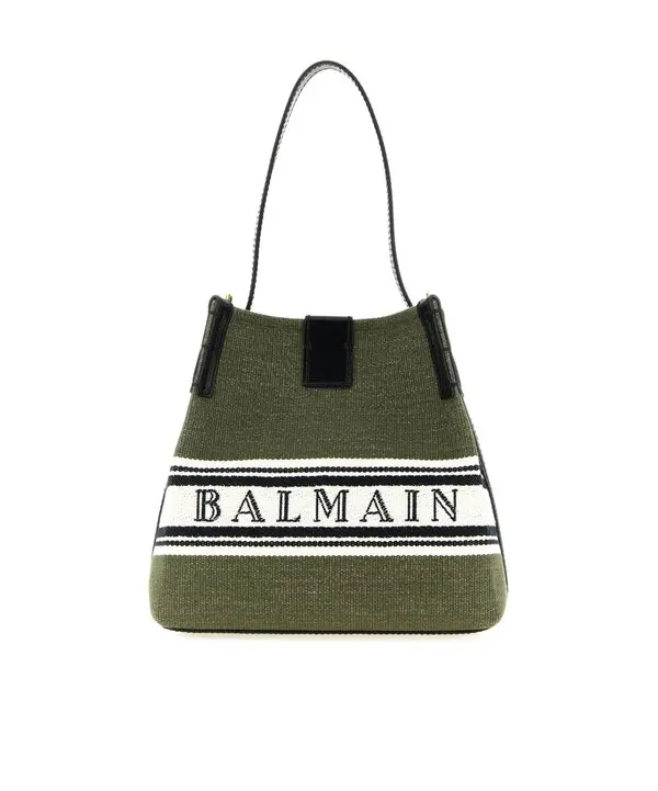 Balmain Release Bucket Bag With Fixed Top Handle And Detachable Shoulder Strap - Green