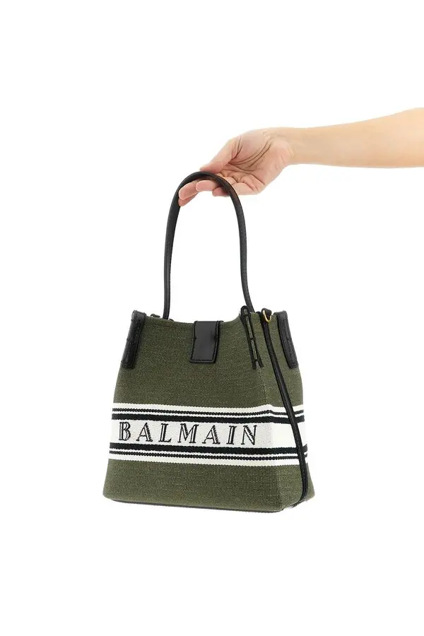 Balmain Release Bucket Bag With Fixed Top Handle And Detachable Shoulder Strap - Green