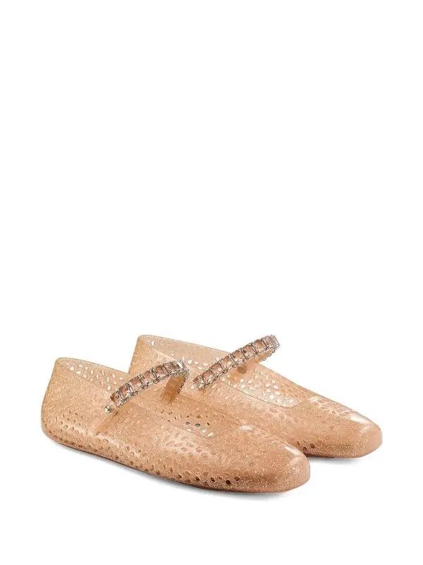 JIMMY CHOO Round Toe Flat With Embellished Strap