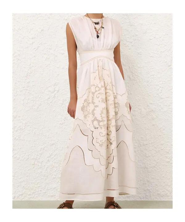 Zimmermann Daylight Waisted Maxi Dress - Cream