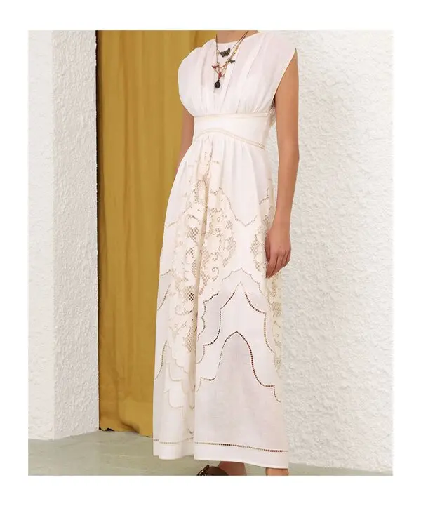 Zimmermann Daylight Waisted Maxi Dress - Cream